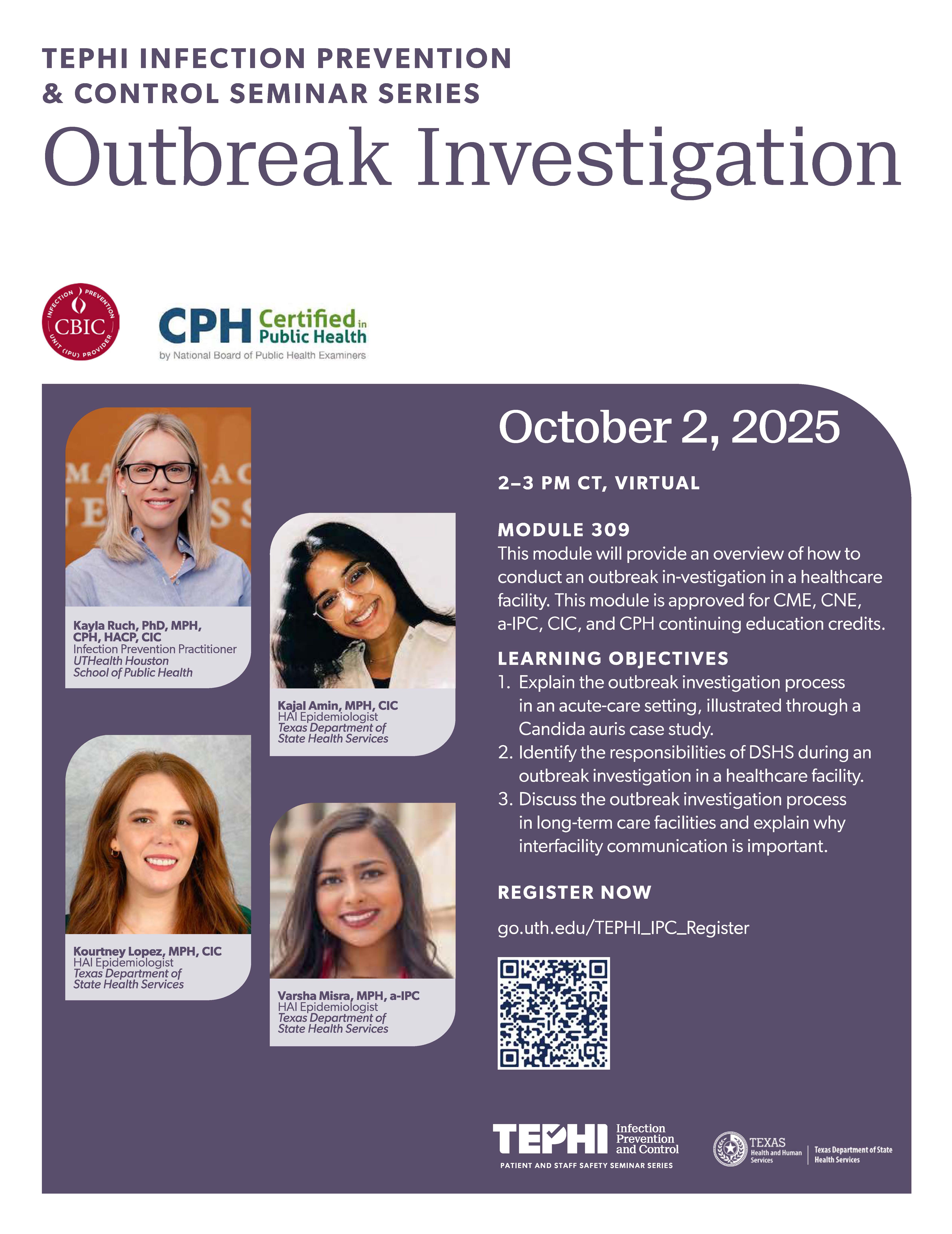 TEPHI Infection Prevention & Control Seminar Series: Outbreak Investigation